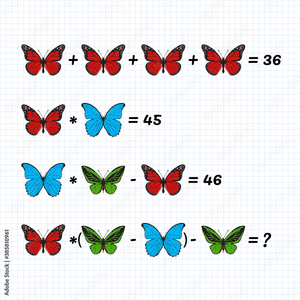 Mathematics educational game for children. System of equations ...