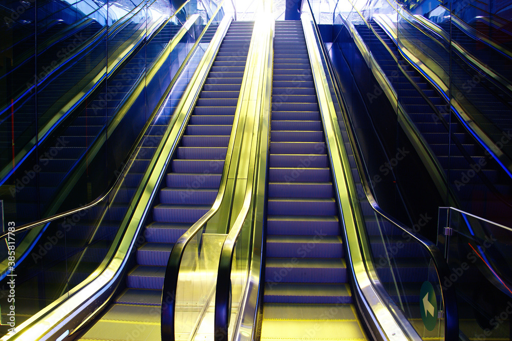 gold escalator as a pathway to success. gold path to the top Stock ...