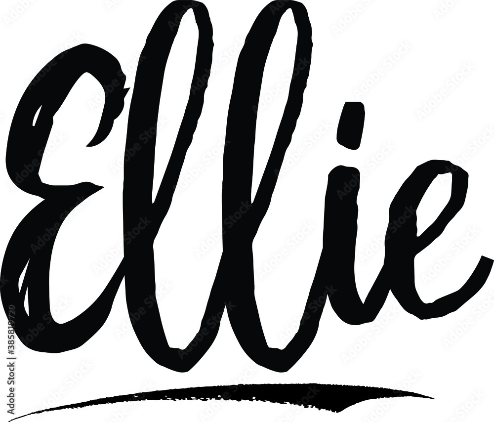 Ellie-Female name Modern Brush Calligraphy on White Background Stock ...