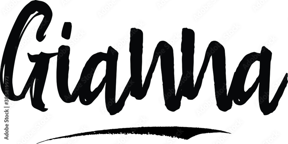 Gianna-Female name Modern Brush Calligraphy on White Background Stock ...