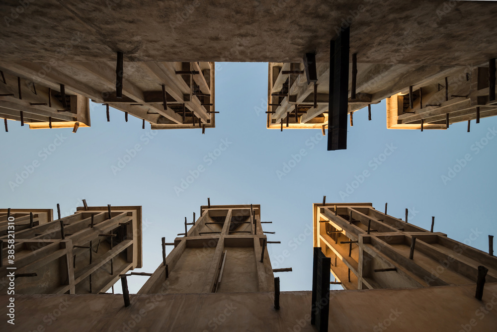 Typical middle eastern wind towers from ancient arabic architecture ...