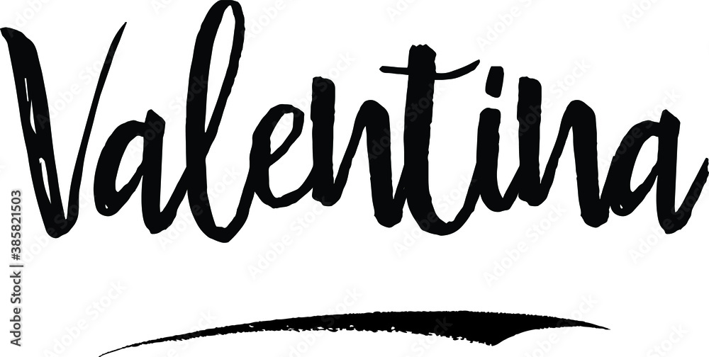 Valentina-Female name Modern Brush Calligraphy on White Background ...