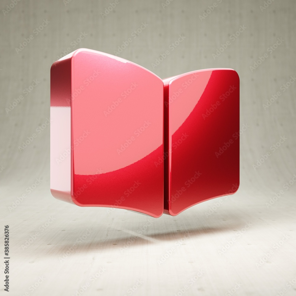 Open Book icon. Red glossy metallic Open Book symbol isolated on white ...