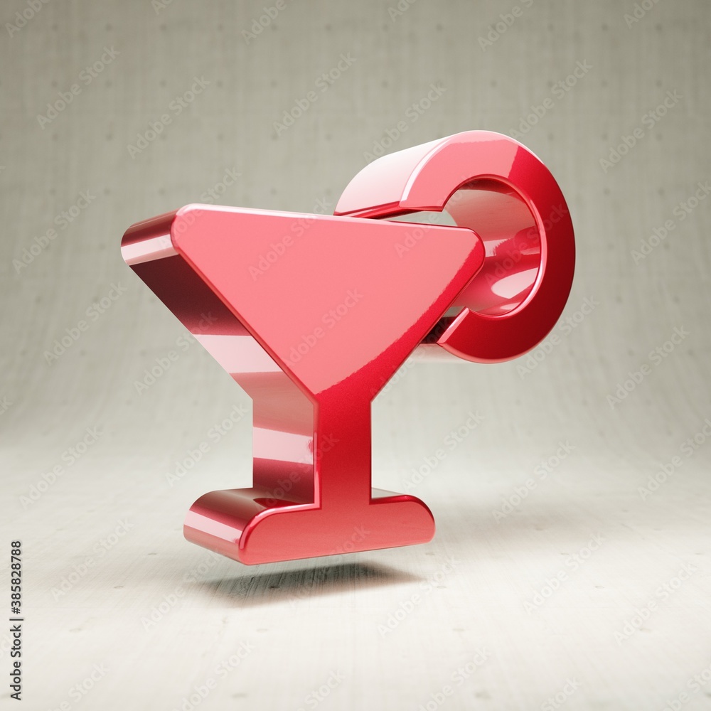 Cocktail icon. Gold glossy Cocktail symbol isolated on white concrete ...