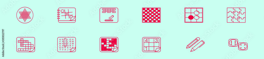 set of board and table game icon design template with various models ...