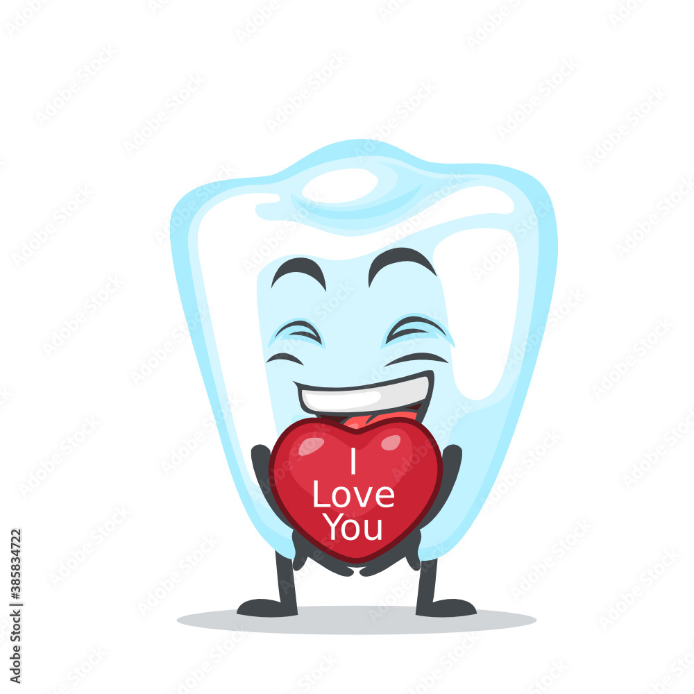 vector illustration of character or dental mascot give love symbol and ...