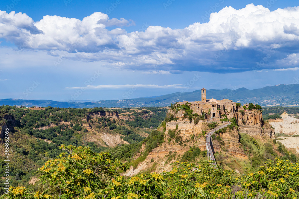 Picturesque panoramic view of Civita di Bagnoregio, the medieval town ...