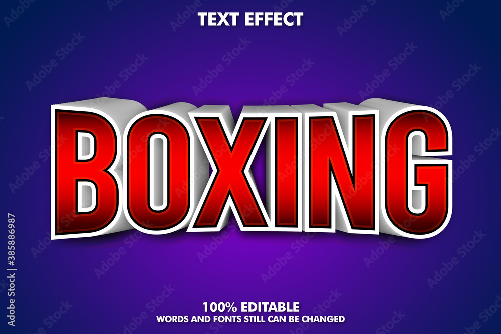 Boxing title, editable 3D text effect Stock Vector | Adobe Stock