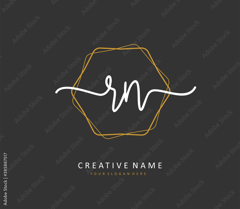 R N RN Initial letter handwriting and signature logo. A concept ...
