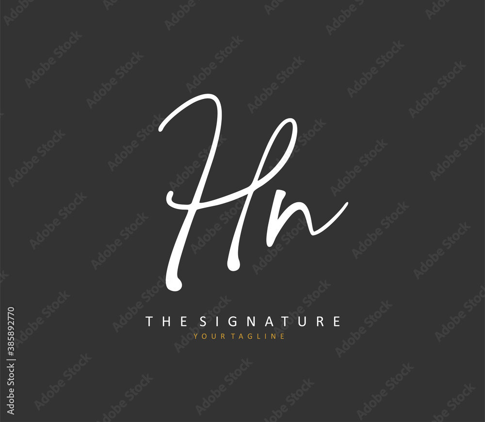H N HN Initial letter handwriting and signature logo. A concept ...