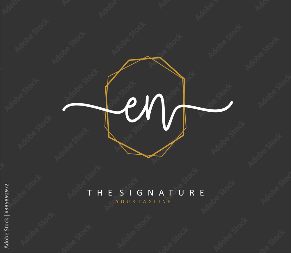 E N EN Initial letter handwriting and signature logo. A concept ...