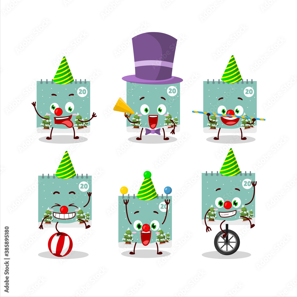 Cartoon character of 20th december calendar with various circus shows ...