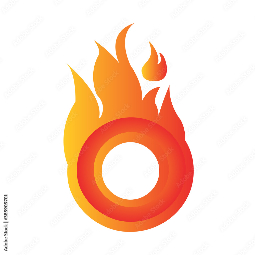 ring O fire flames logo vector icons illustrations in white background ...