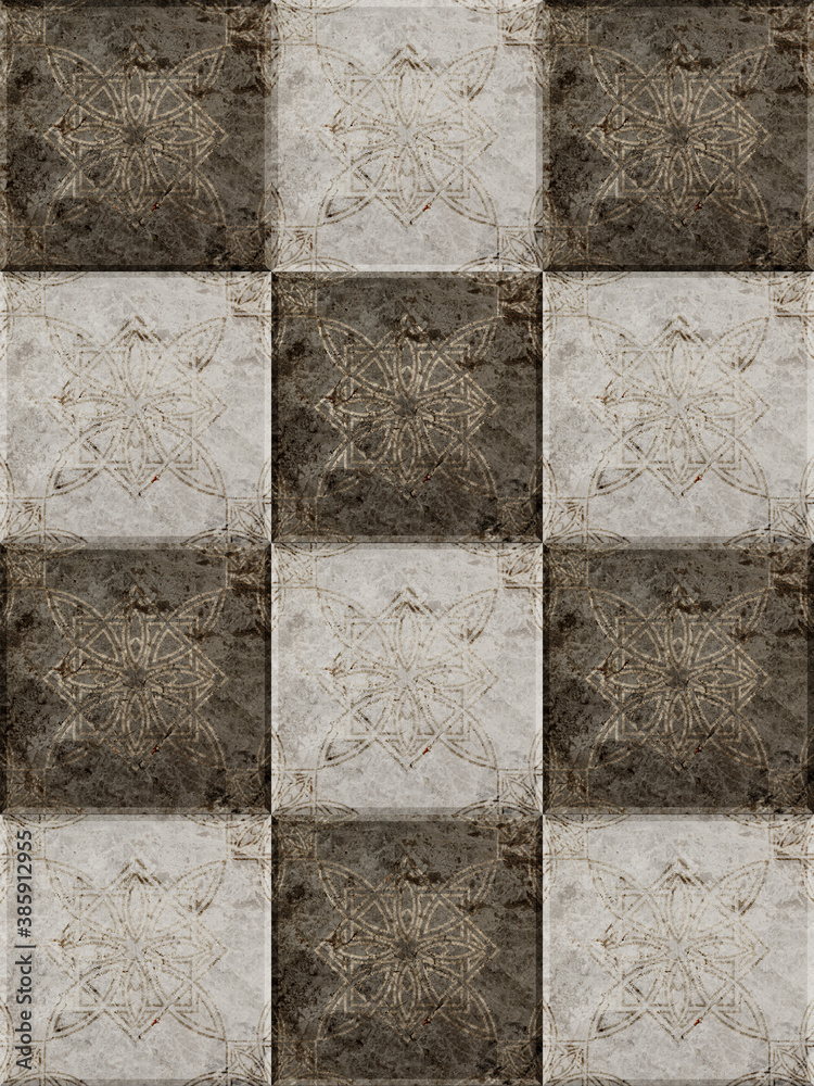 Ceramic tiles with a natural stone texture with patterns. Element for ...