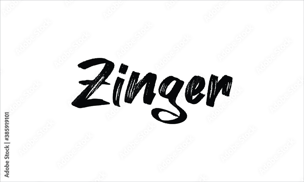 Zinger Typography Hand drawn Brush lettering words in Black text and ...