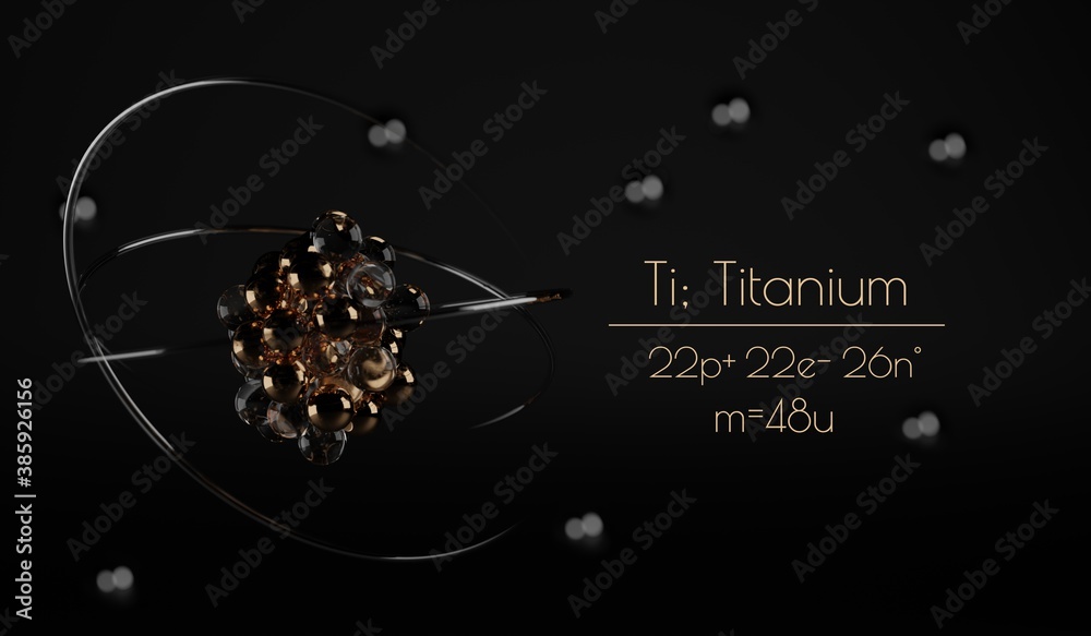 A stylized Scandium atom visualization, with the number of protons ...