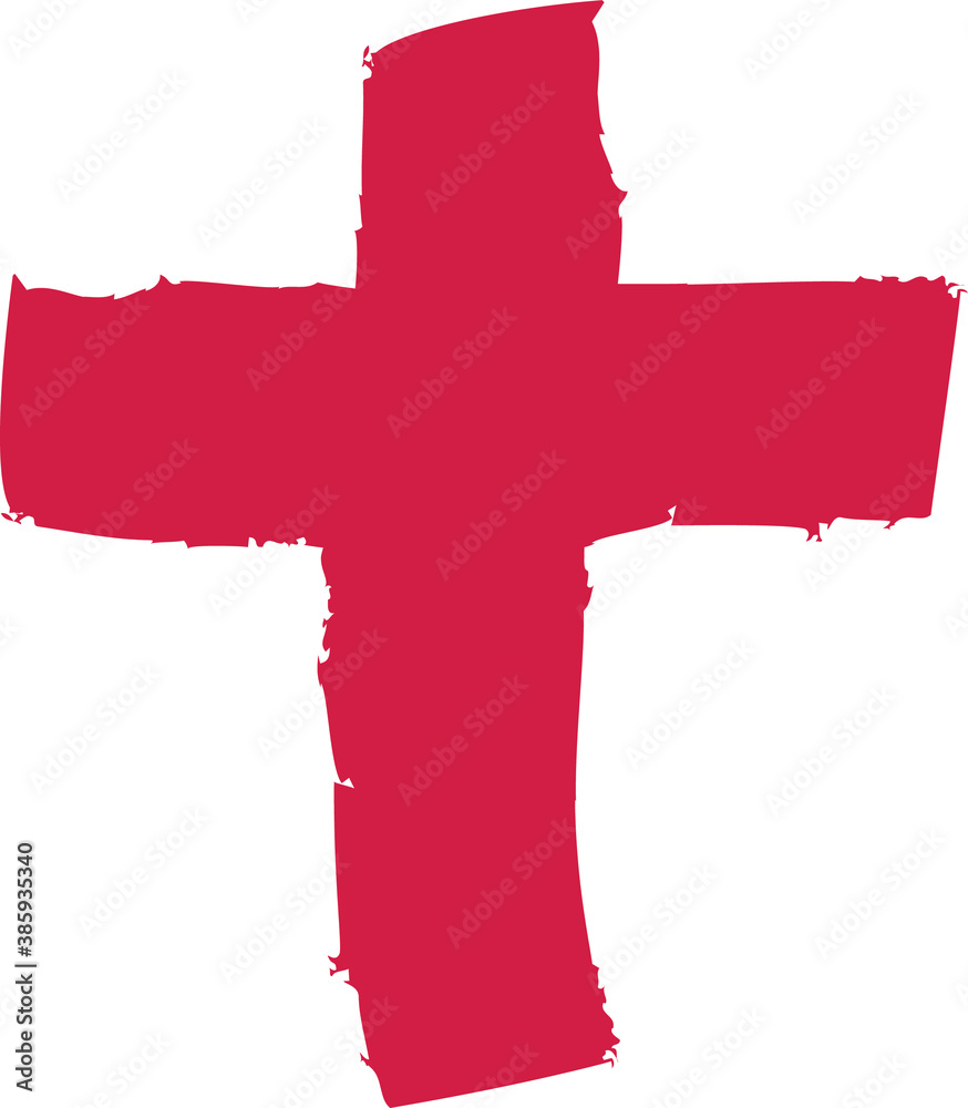 Painted red solid stroke of Easter Cross Christian Resurrection of ...