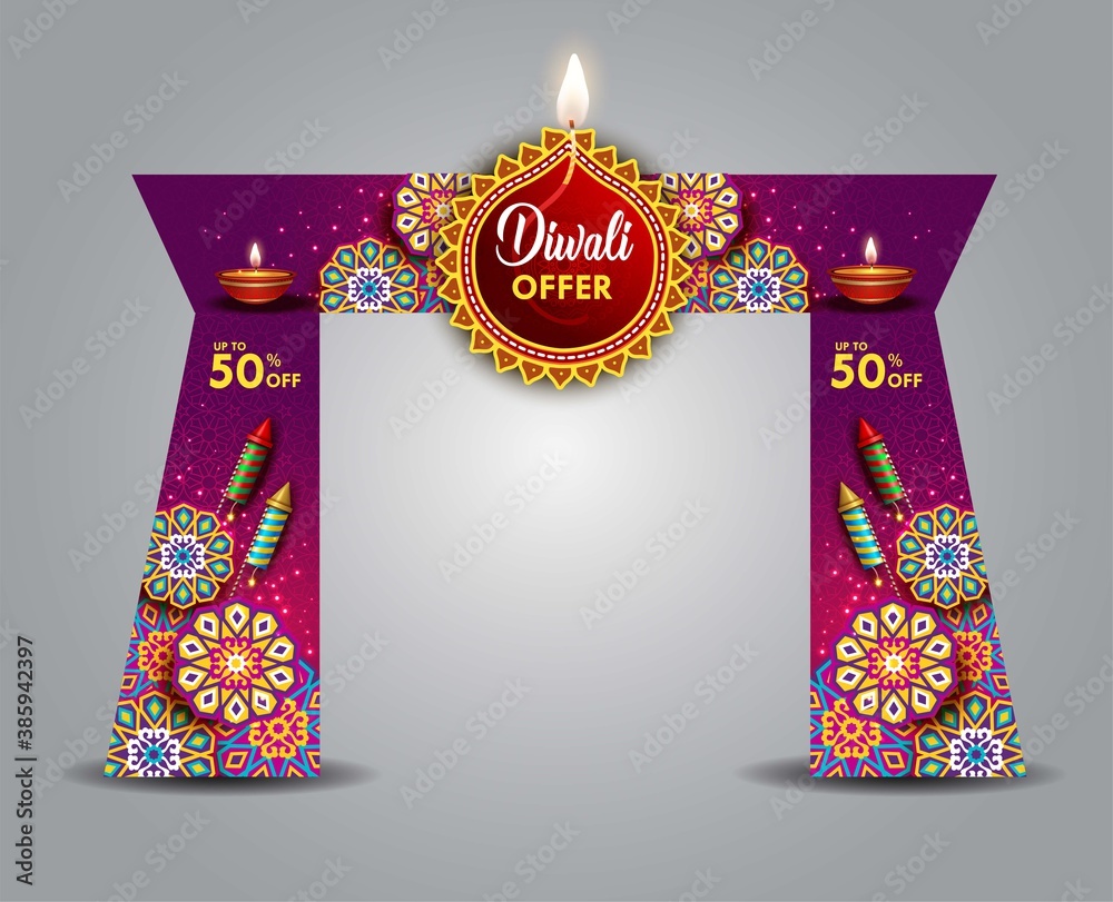 happy Diwali offer entrance arch design front view. use fore printable ...