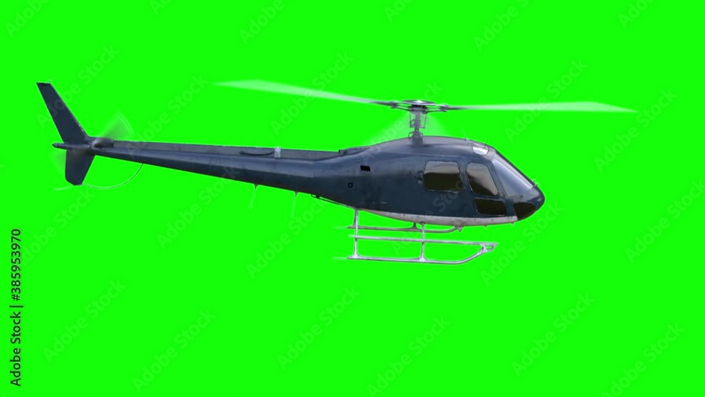 Realistic civil helicopter side flying loop animation. Green screen 3d ...