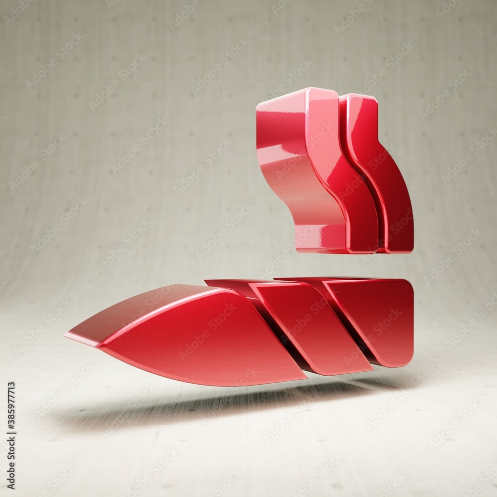 Joint icon. Red glossy metallic Joint symbol isolated on white concrete ...