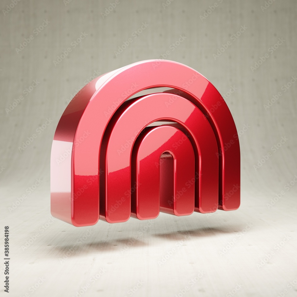 Rainbow icon. Red glossy metallic Rainbow symbol isolated on white ...