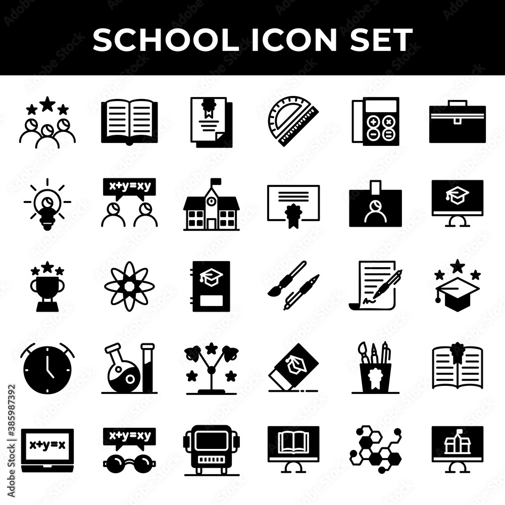 school icon set include graduation,study,certificate,creativity,discuss ...