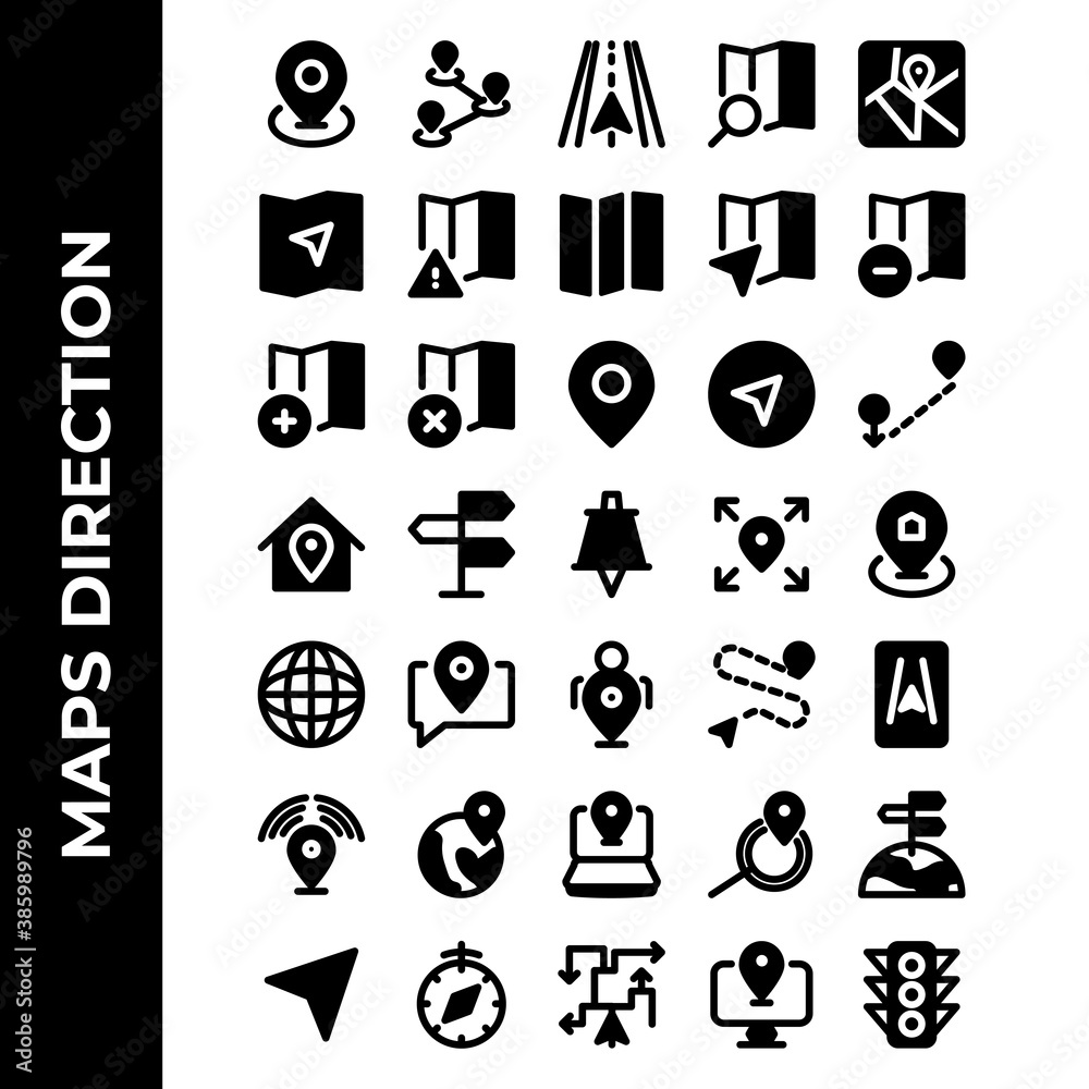 maps icon set include map,search,position,alert,delete,add,marker ...