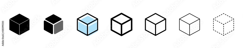 3d cube line vector icon. geometric linear logo sign. three-dimensional ...