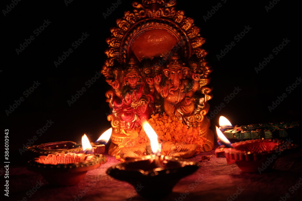 hindu god prayer background for diwali cards Stock Photo | Adobe Stock