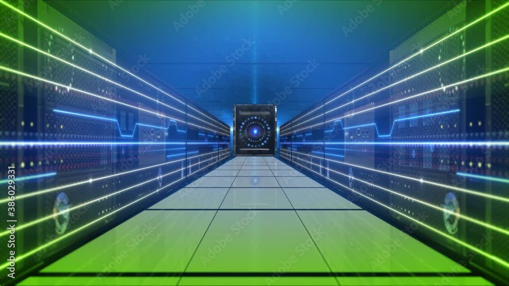 Zoom In Digital Server Room Data Center Technology Base Abstract