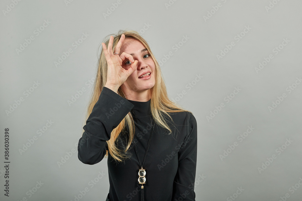 View of hand fingers showing ok sign, gesturing making okay, human ...