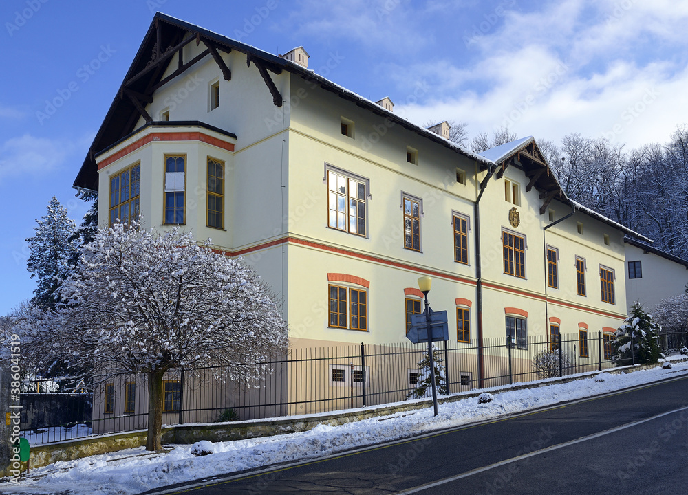 Old Hunting lodge in a village in North Moravia. Hukvaldy is a popular ...