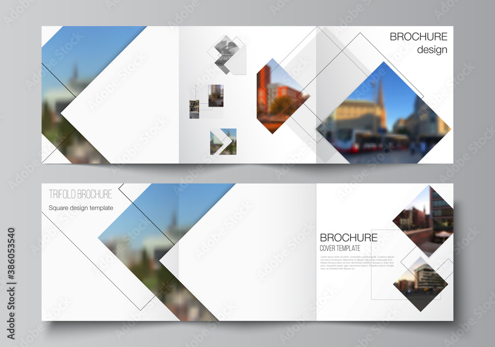 Vector layout of square format covers design templates with geometric ...