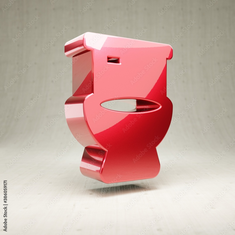Toilet icon. Red glossy metallic Toilet symbol isolated on white ...