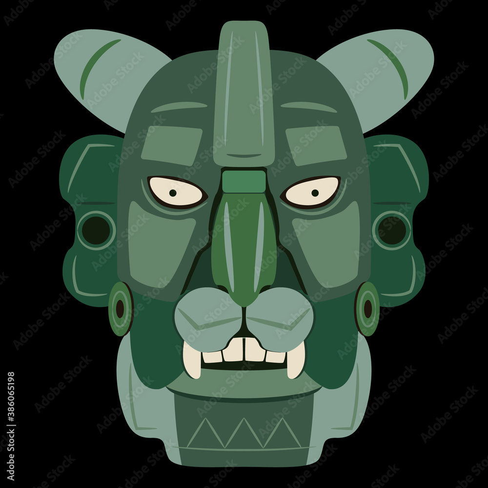 Vetor de Jade mask of Zapotec Indians from Monte Alban. Pre Columbian Native American art. Head ...