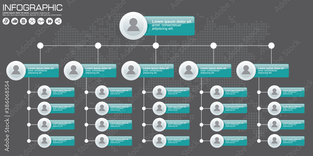 Corporate organization chart with people icons. Vector illustration ...