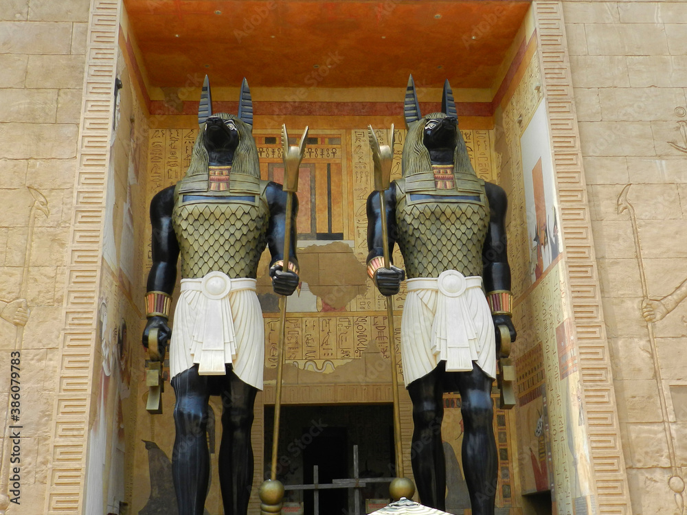 Revenge of the mummy statue creatures at Universal Studios Singapore in ...