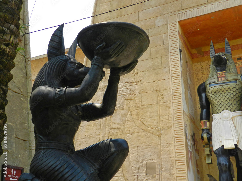 Revenge of the mummy statue creatures at Universal Studios Singapore in ...