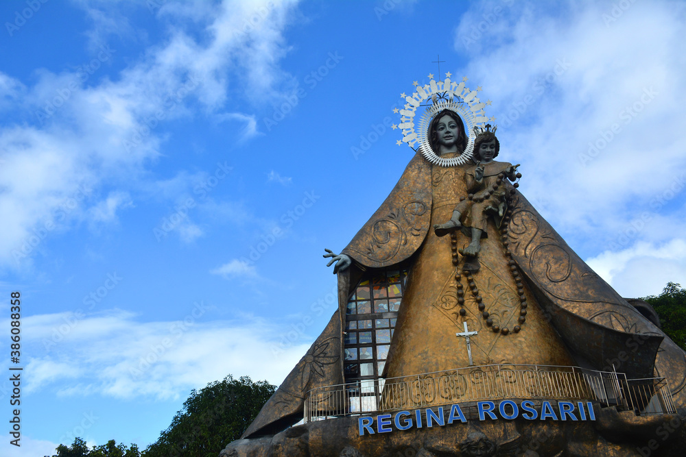 Regina Rica Rosarii statue facade in Tanay, Rizal, Philippines Stock ...