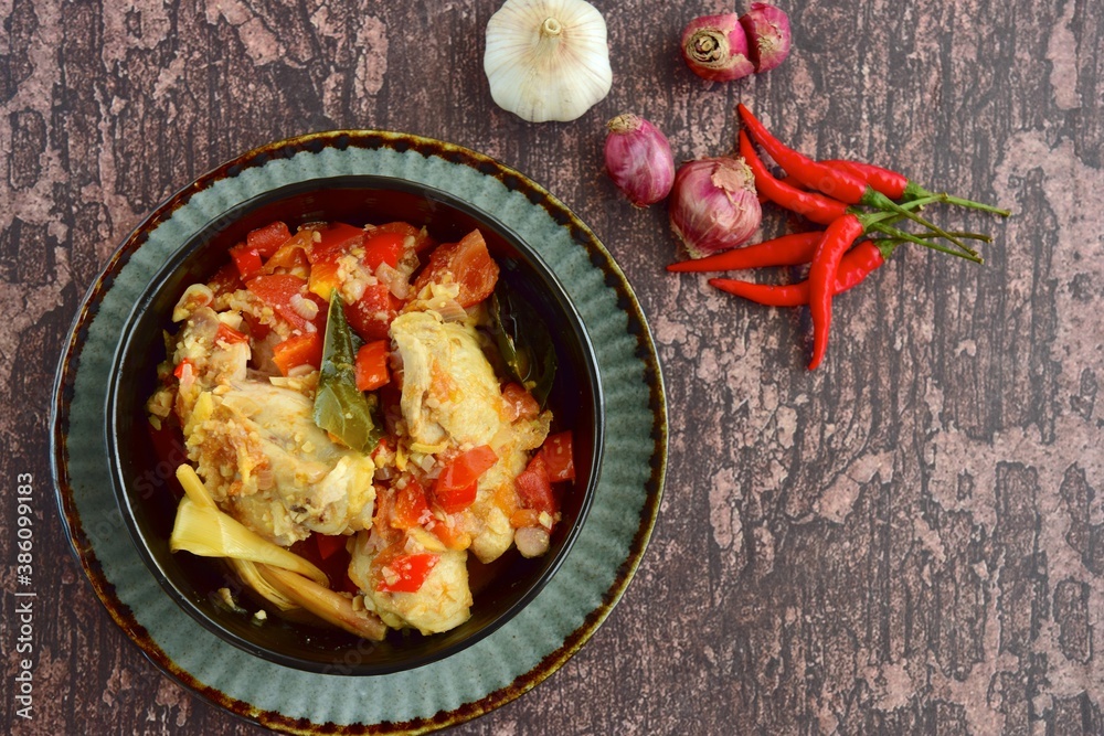 Ayam Balado, Indonesian food, cooked chicken in spicy chili sauce Stock ...