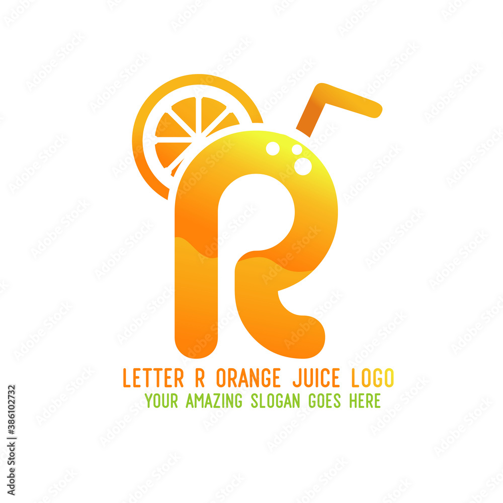 Letter R Orange Juice Logo Template Design Vector Illustration on White ...