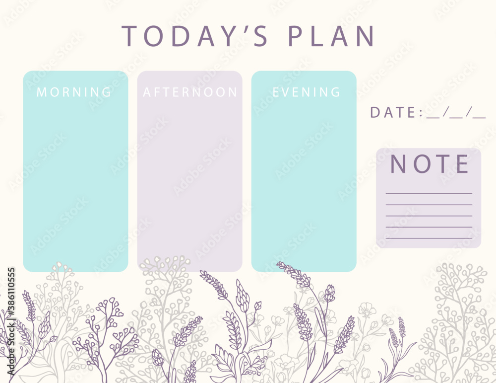 Boho flower calendar planner with rose,lavender.Can use for printable ...