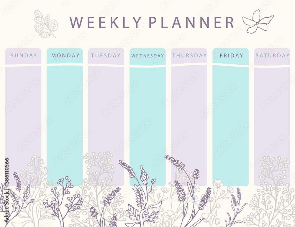 Boho flower calendar planner with rose,lavender.Can use for printable ...