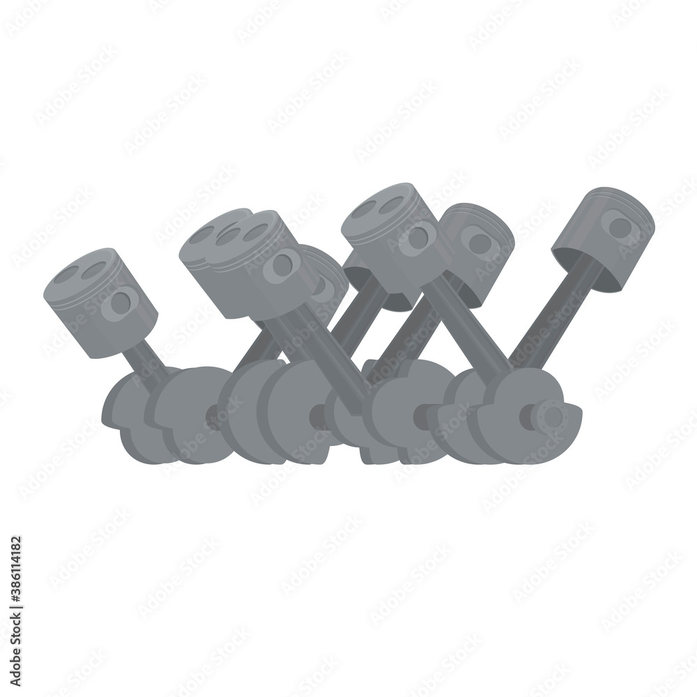 V8 engine and crankshaft pistons, vector illustration Stock Vector ...