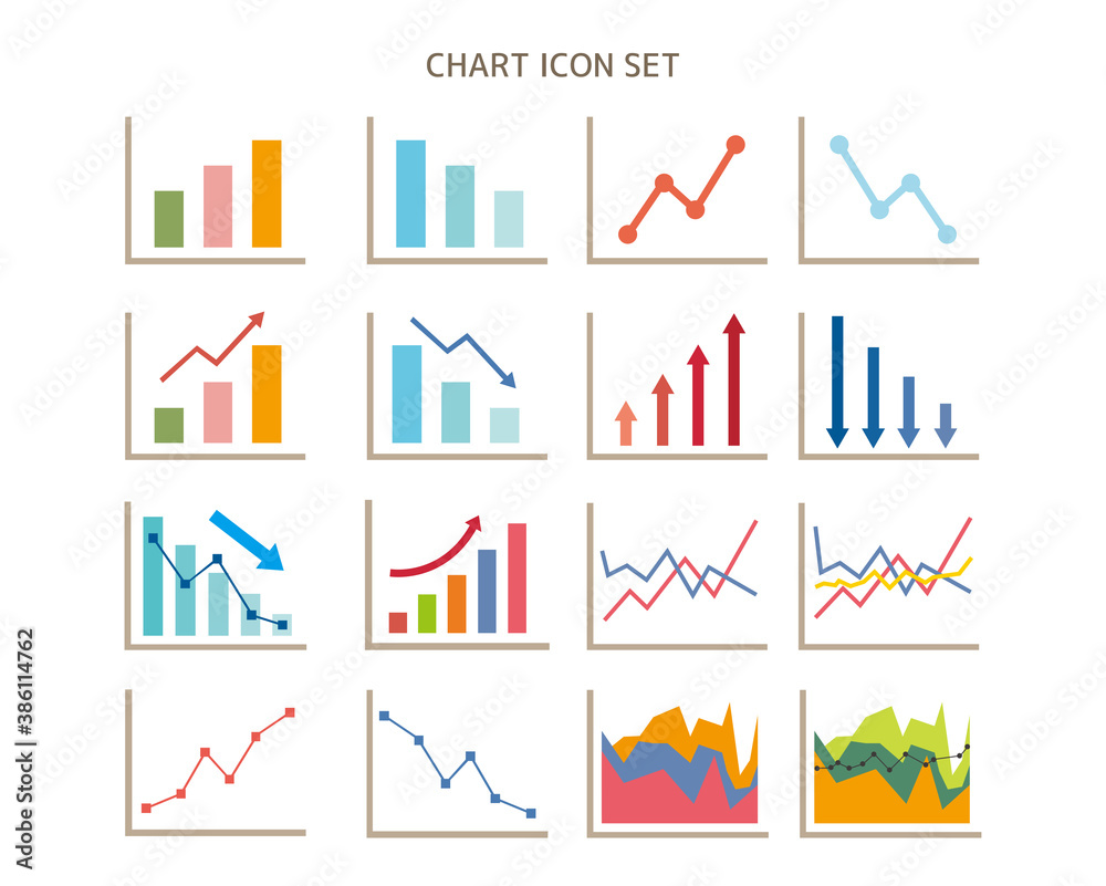 Graph vector illustration set. Line graph . Stock price. chart. Bar ...