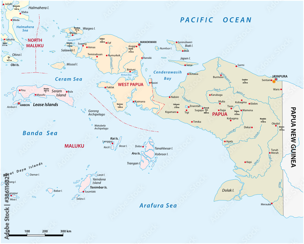 vector map of the Indonesian provinces of Papua and West Papua Stock ...