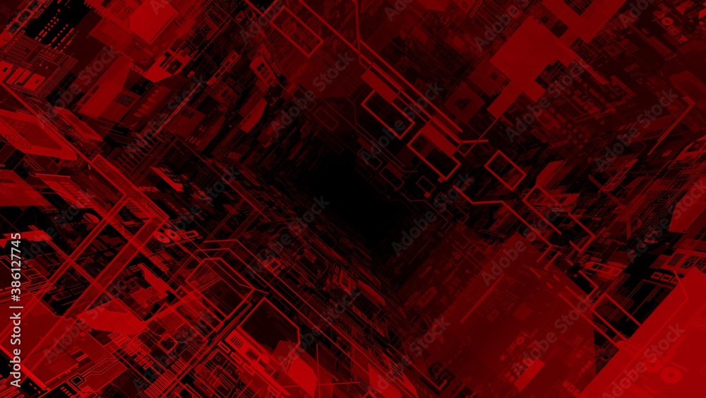 Quantum Computing. Matrix code on black background. Futuristic head up ...