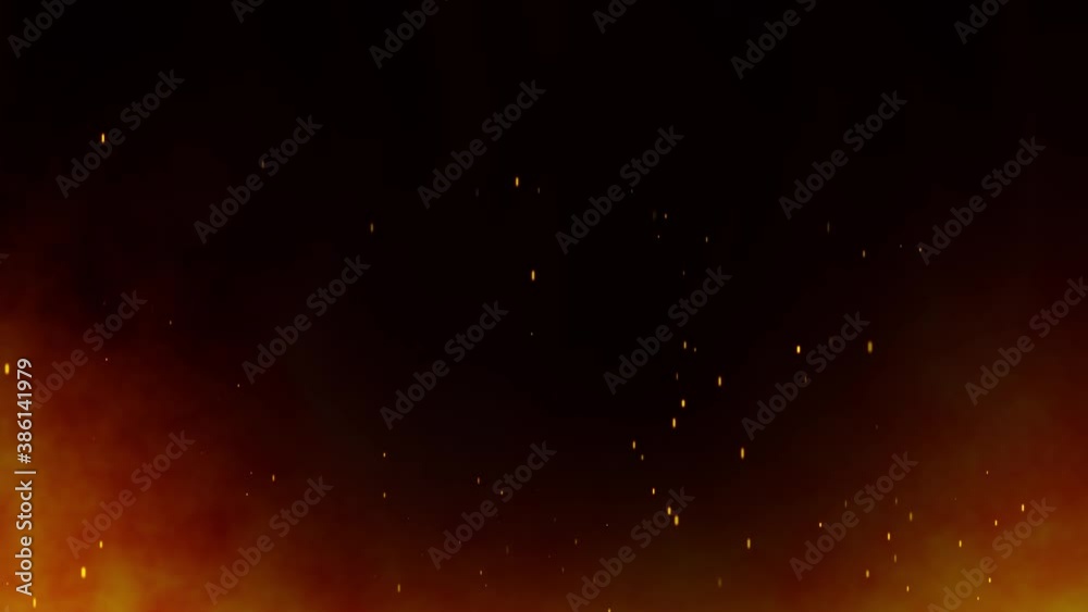 4K Fire Burning hot bonfire fire sparks on a dark Loop background ...