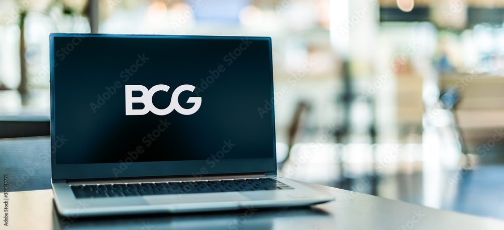 Laptop computer displaying logo of Boston Consulting Group (BCG) Stock ...