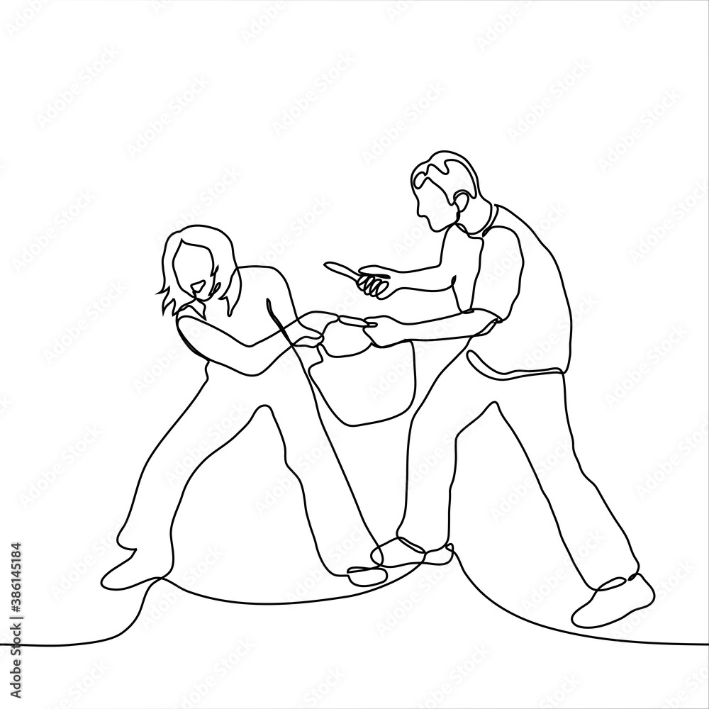 Vektorová grafika „man takes the bag from the screaming woman and ...
